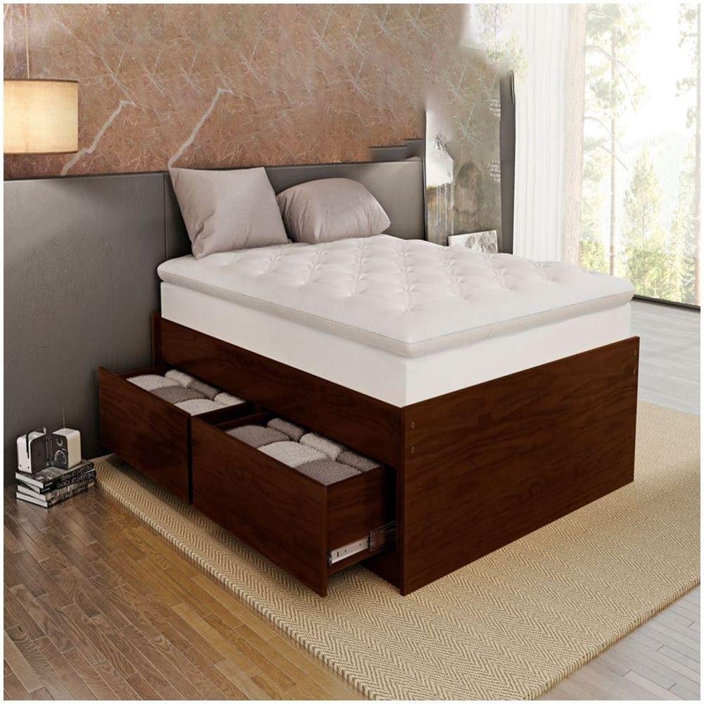 Base Box Libanesa Queen Size Com 4 Gavetões De Madeira Maciça Pinus ...