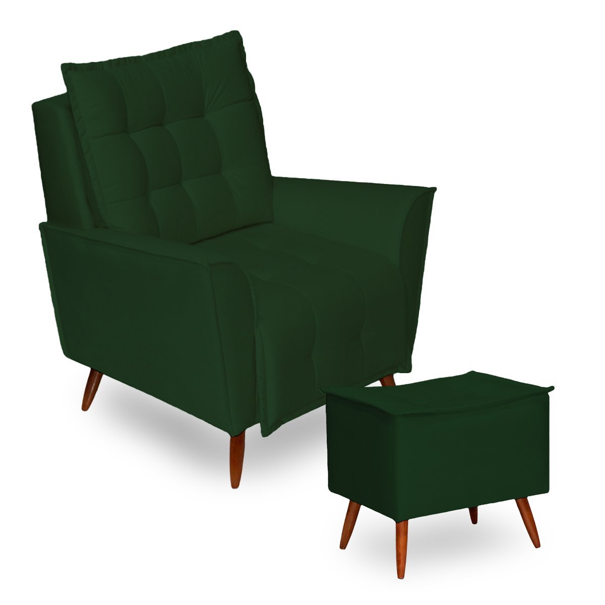 Poltrona + Puff Decorativa Para Sala Lançamento Veludo Verde Navega ...