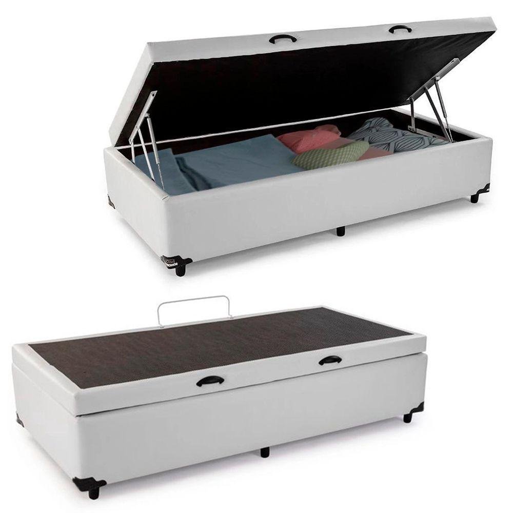 Cama Box Baú Solteiro Sintético Sereneprime Branco 88x188x44 ...