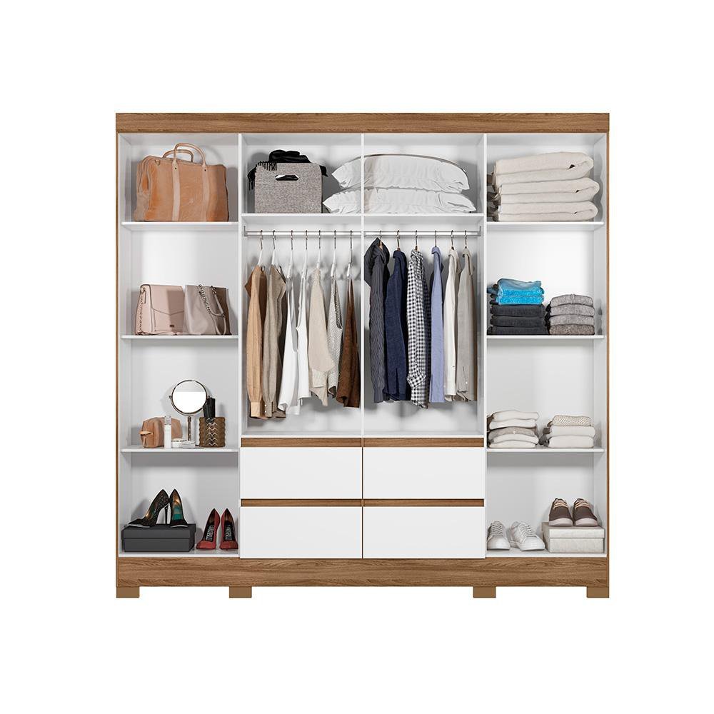 Guarda Roupa Grande Com Espelho 8 Portas 216cm Naturale Branco Taki ...