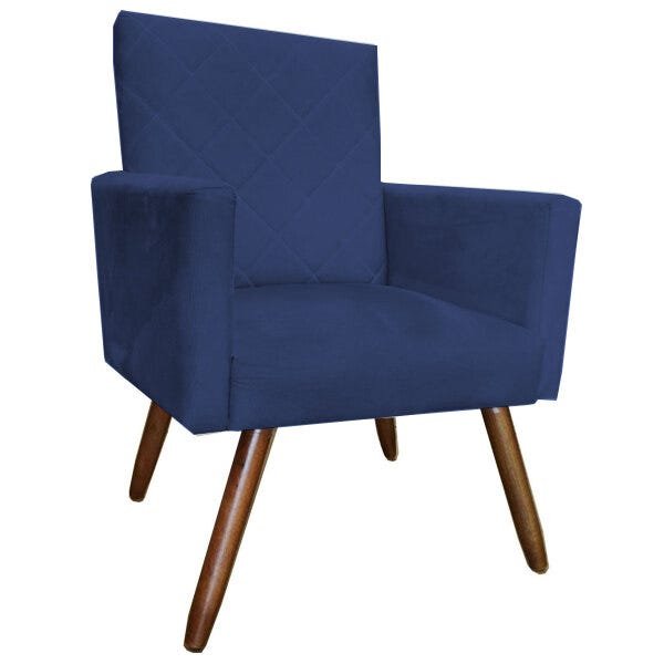 Poltrona Decorativa Beatriz Pé Palito Tecido Azul Marinho | MadeiraMadeira