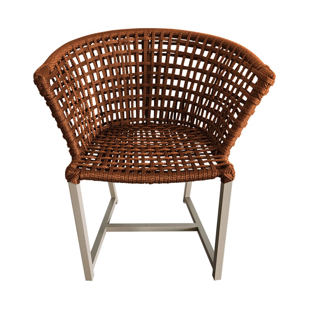 Kit 4 Cadeiras de Jantar Salinas em Corda Naútica Terracota Base Alumínio Rami | MadeiraMadeira