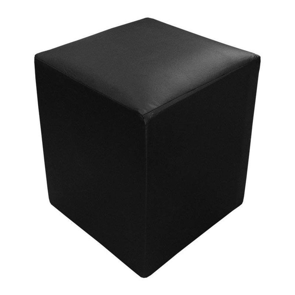 Mini Puff Pop Quadrado Em Couro Sintético Tecido Cor:preto | MadeiraMadeira