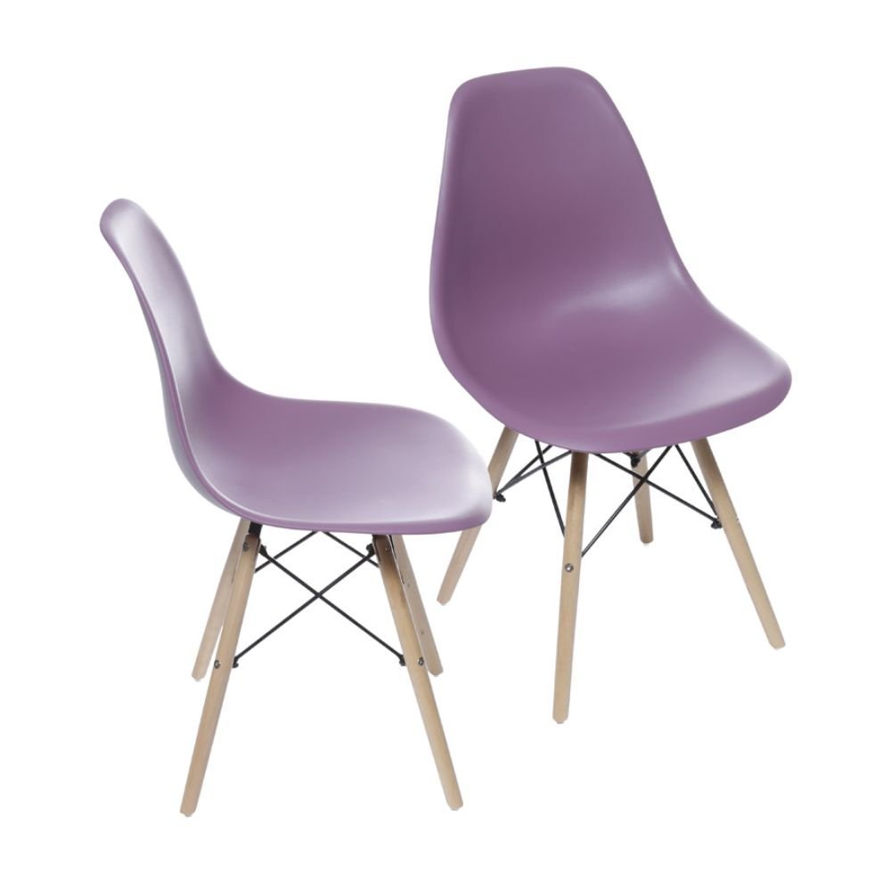 Kit 2 Cadeiras 1102 Roxa Base em Madeira para Cozinha Sala | MadeiraMadeira