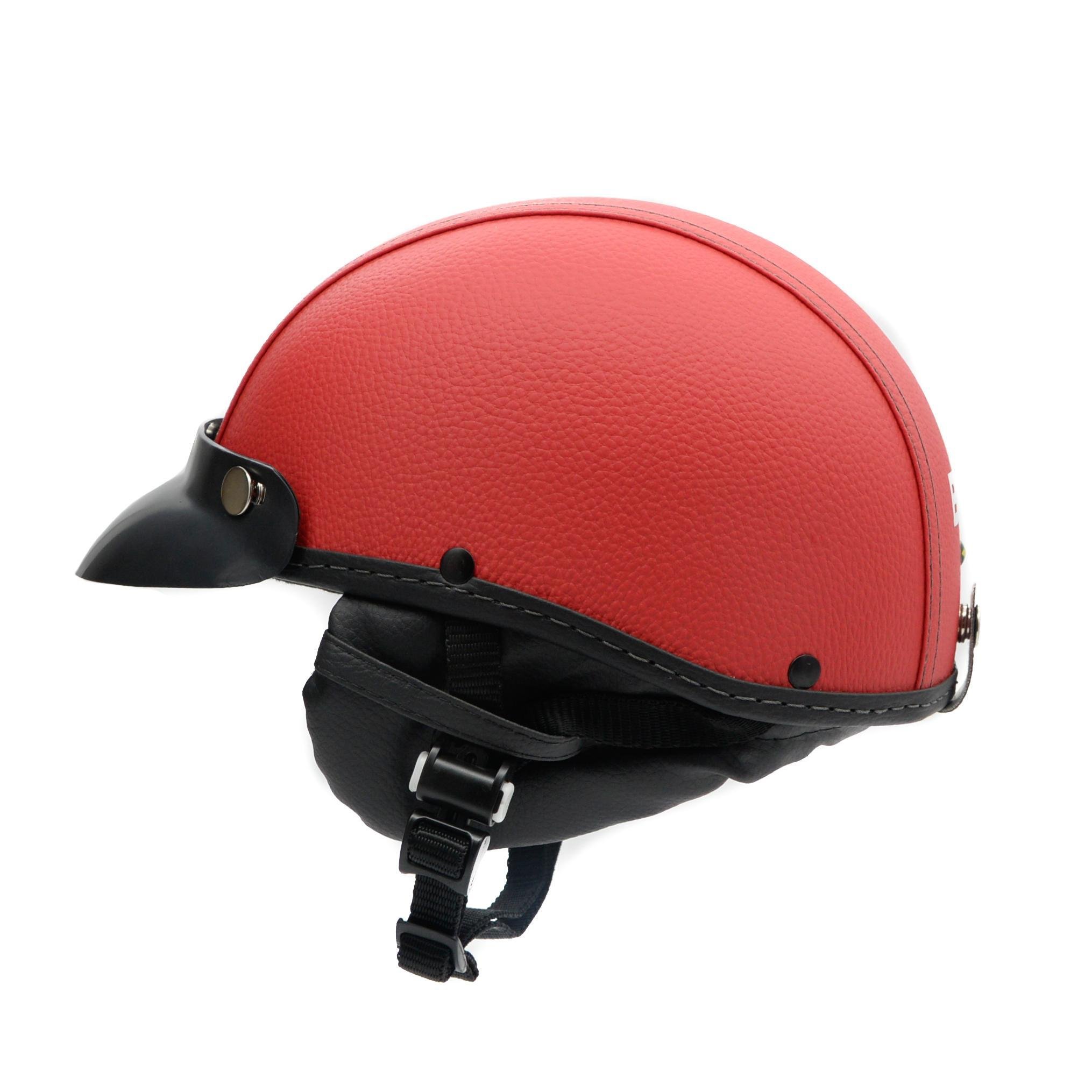Capacete Coquinho Scooter Moto Elétrica Bike Couro Vermelho ...