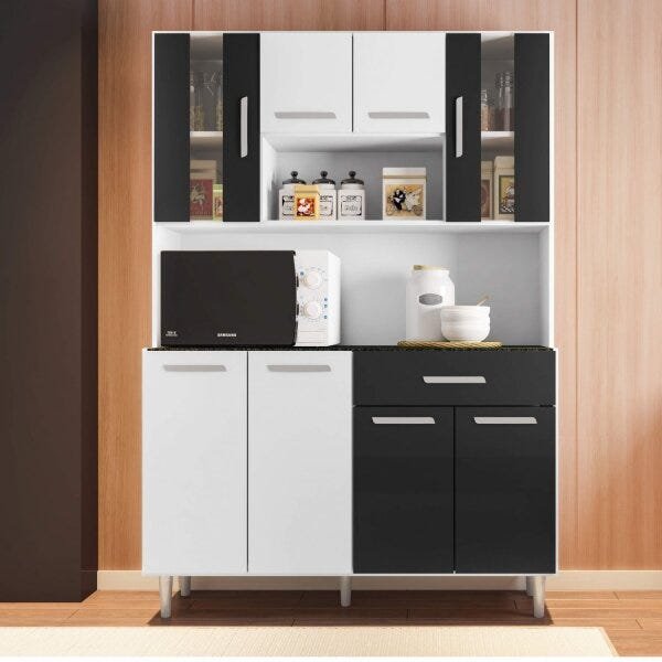 Armário de Cozinha 8 Portas 1 Gaveta Gabi Poliman Móveis | MadeiraMadeira