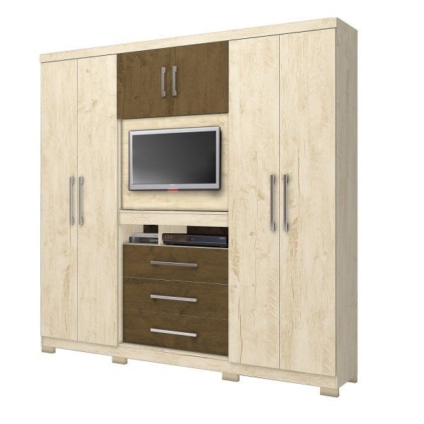 Guarda-Roupa Casal Dubai 6 Portas 3 Gavetas Multifuncional com Painel ...