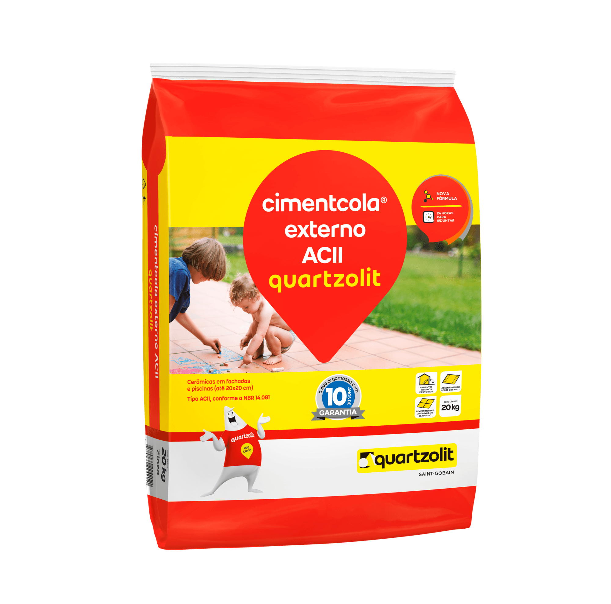 Argamassa Quartzolit AC2 Externa Cimentcola Cinza 20kg AC2 20Kg ...