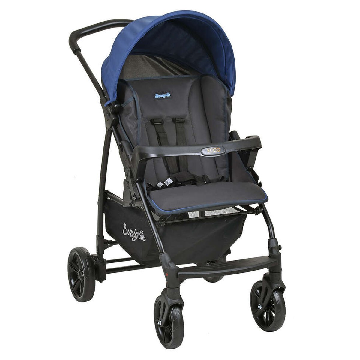 Carrinho De Bebê Reclinável Ecco Cinza Azul Burigotto | MadeiraMadeira