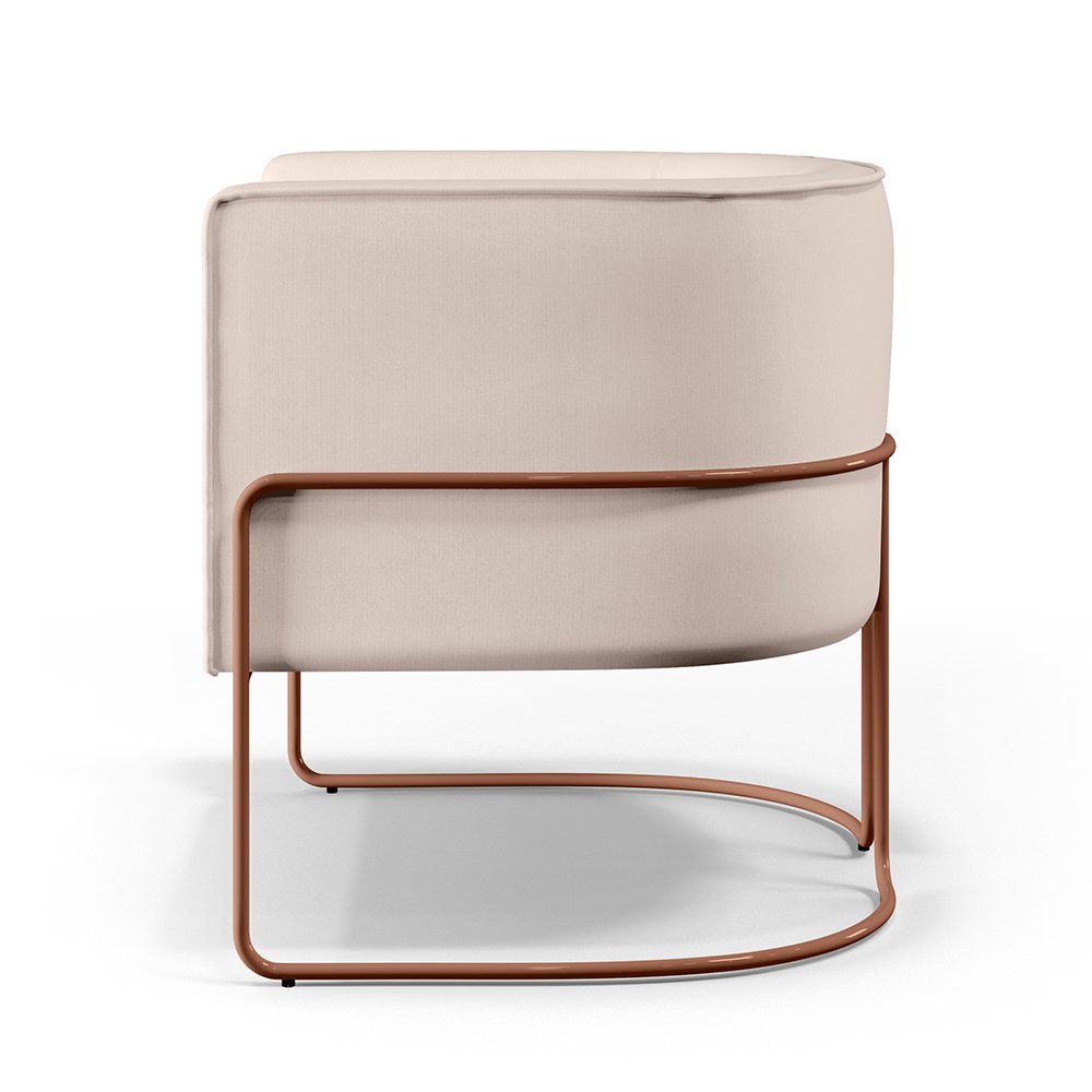 Kit 02 Poltronas Decorativas Fixa Base de Aço Cobre Betina D02 Veludo ...