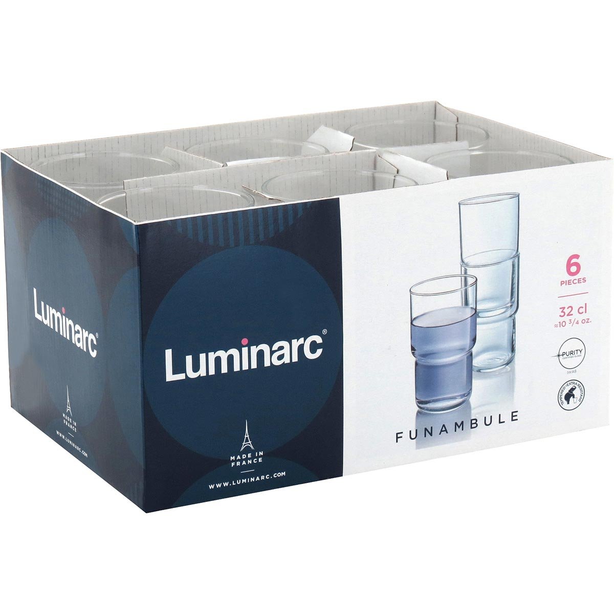 LUMINARC ACROBATE COPO LONG DRINK 12x7x7cm 320ml VIDRO TEMPERADO TRANSP ...