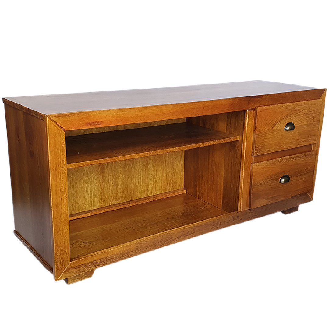 Rack Grande 2 Gavetas Rústico 140cm | MadeiraMadeira