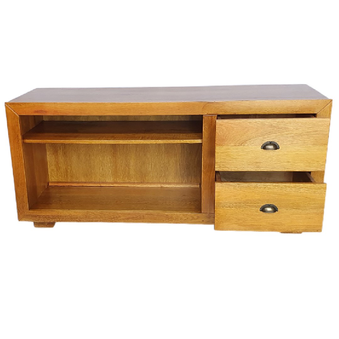 Rack Grande 2 Gavetas Rústico 140cm | MadeiraMadeira