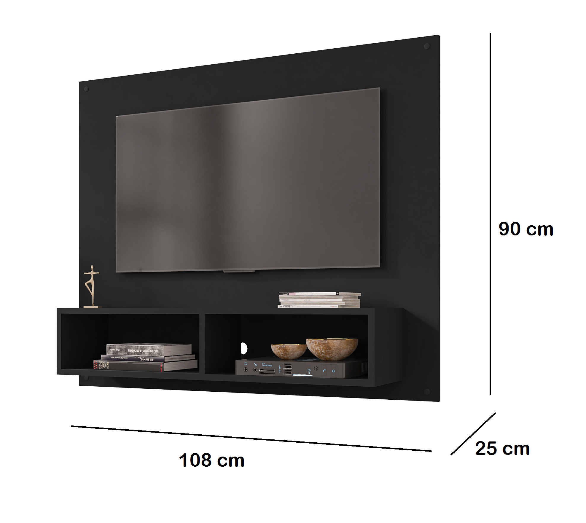 Painel Tv 43 Polegadas Home Suspenso Sala Quarto Preto Fosco | MadeiraMadeira