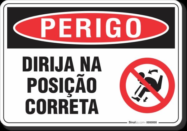 PLACA PERIGO DIRIJA NA POSIÇÃO CORRETA | MadeiraMadeira