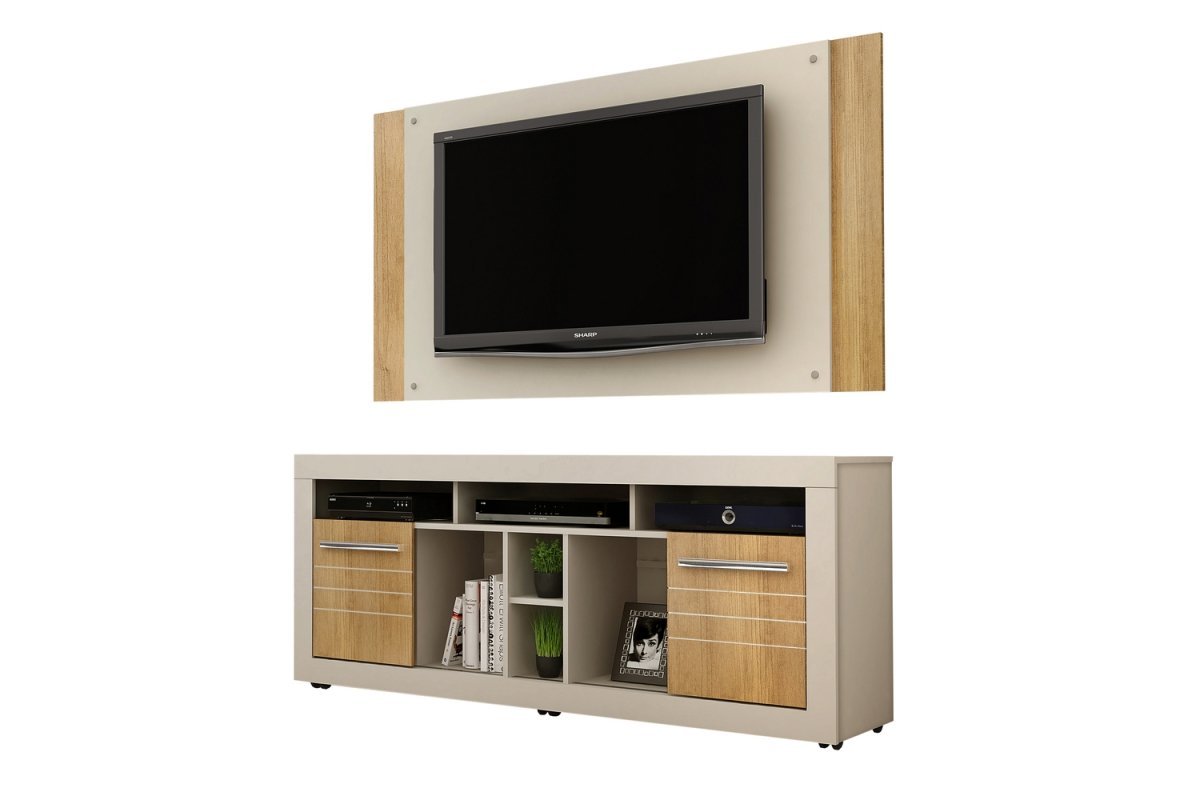 Rack com Painel Firenze para TV ate 50 Polegadas Valdemoveis Off White ...