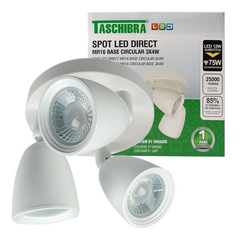 Spot Led 3x Base Circular Branco Ambiente Interno Abrigado | MadeiraMadeira