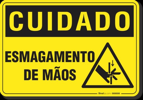 PLACA CUIDADO ESMAGAMENTO DE MÃOS S12 | MadeiraMadeira