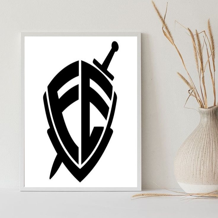 Quadro Decorativo Escudo Fé 45x34cm:moldura Branca | MadeiraMadeira