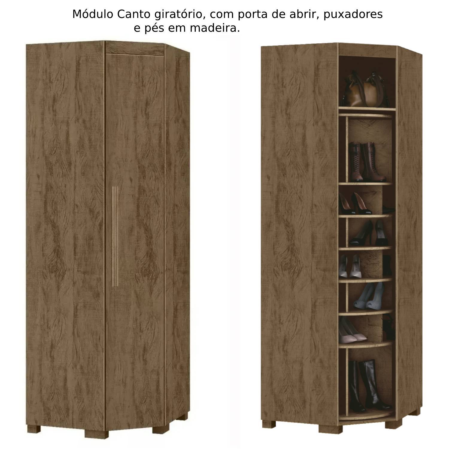 Sapateira Giratória Multiuso Módulo Canto cor: Castanho | MadeiraMadeira