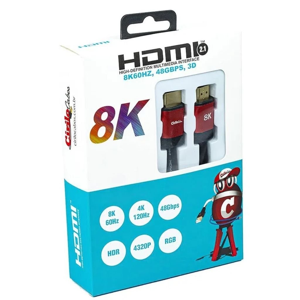 Cabo HDMI 2.1 8K - Cirilo Cabos - 2 Metros | MadeiraMadeira