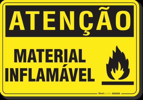 PLACA ATENÇÃO MATERIAL INFLAMÁVEL | MadeiraMadeira