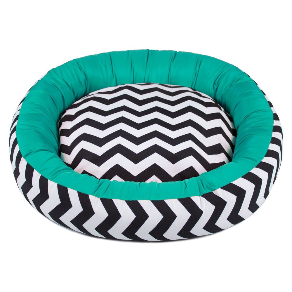 Cama de Cachorro com Zíper Redonda Nani - P - Chevron Verde ...