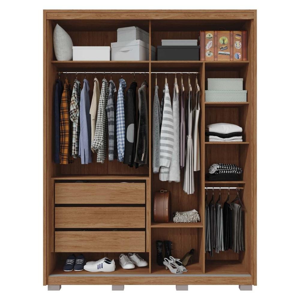 Roupeiro Quarto Solteiro 2 Portas 3 Gavetas 6 Prateleiras 3 Cabideiros ...