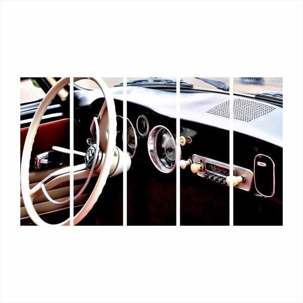 Quadro Mosaico Painel Carro Antigo 5 Peças 60x100cm | MadeiraMadeira