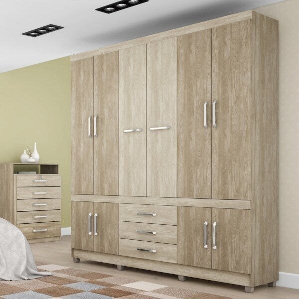 Guarda-Roupa Casal 10 Portas 3 Gavetas Murano Demóbile | MadeiraMadeira