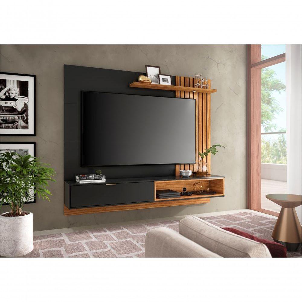 Home Para Tv Ripado E Portas Ivelis 1.8 Preto Noce | MadeiraMadeira