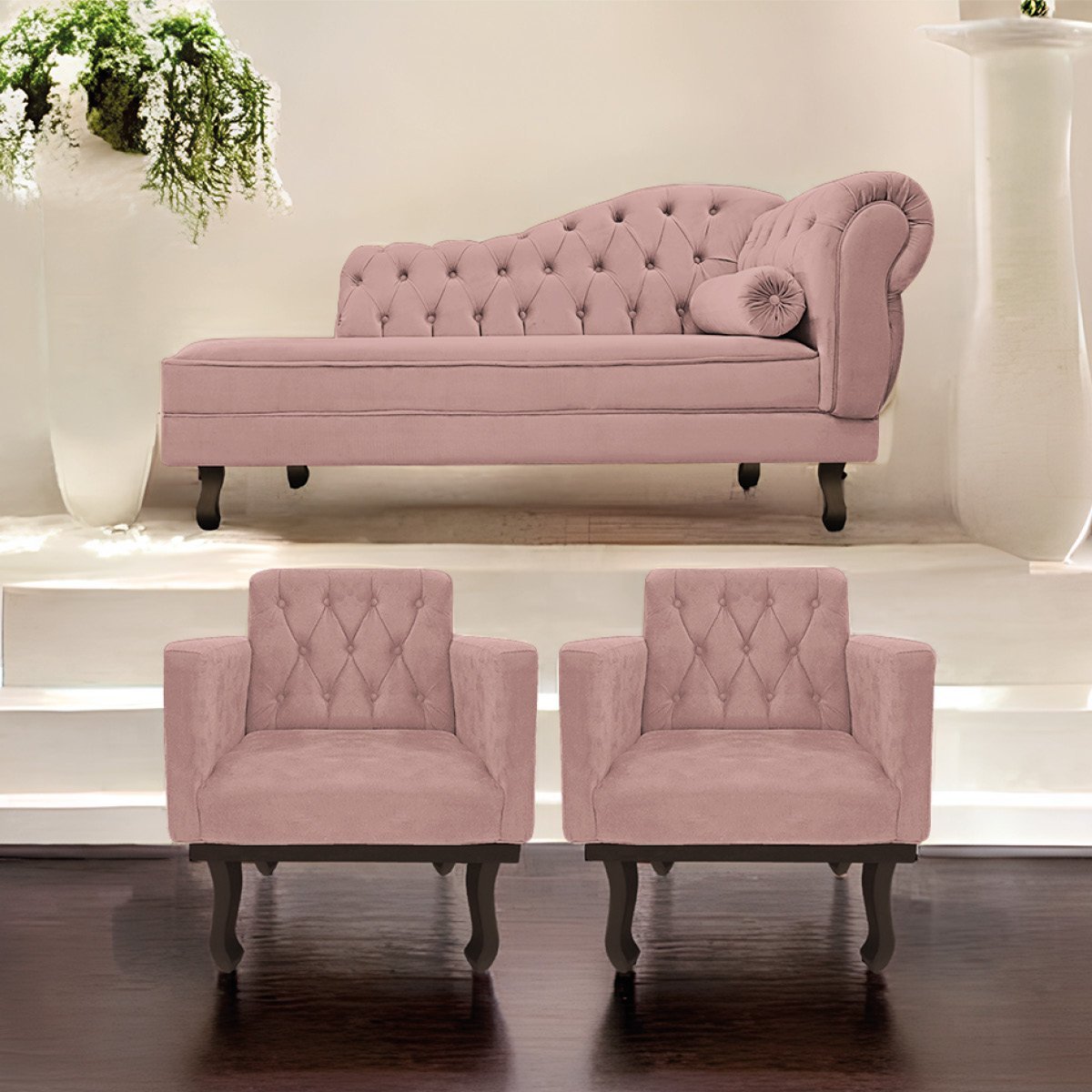 Kit Diva Recamier Diana 185cm Lado Esquerdo e 02 Poltronas Classic ...