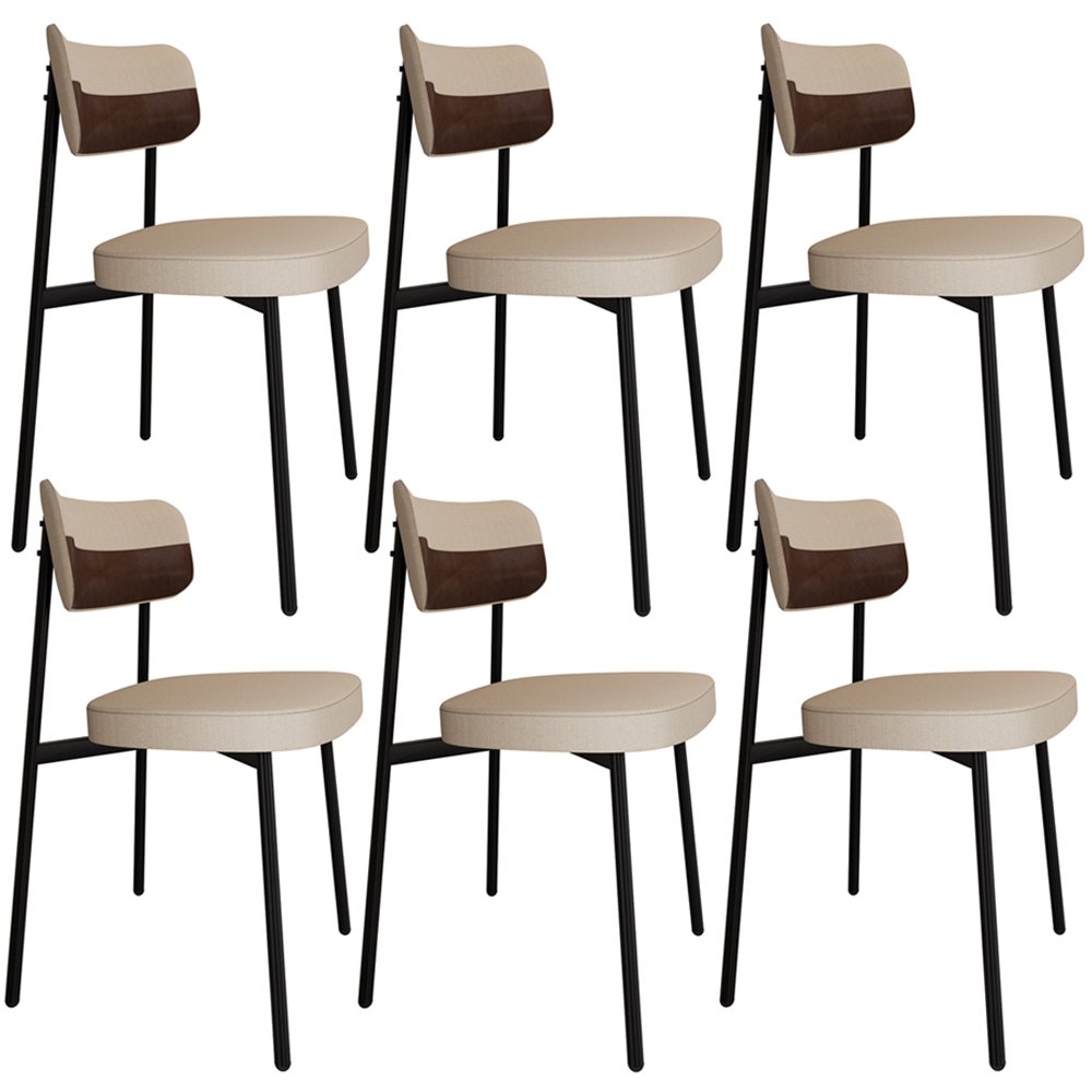 Kit 06 Cadeiras Estofada para Sala de Jantar Astrid Preto C01 Linho ...