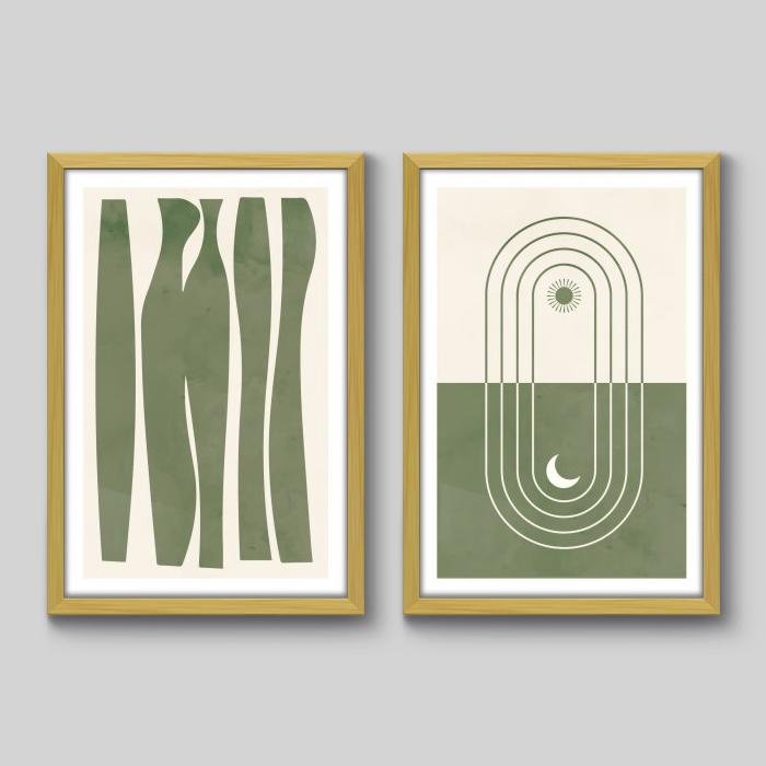 Conjunto de 2 Quadros Arcos Green P495 - 2 Quadros 45x30cm - Moldura ...