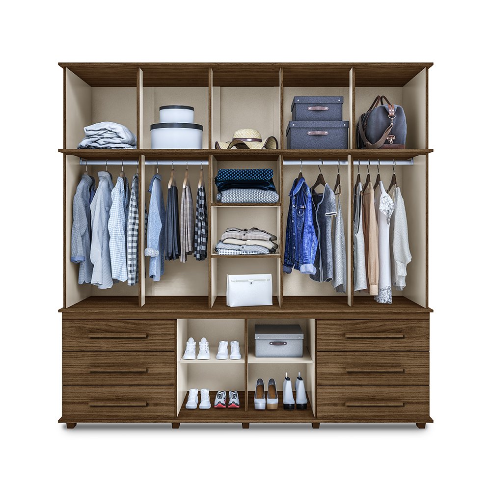 Guarda-Roupa Casal Rústico 5 Portas 6 Gavetas Malbec Lisboa ...