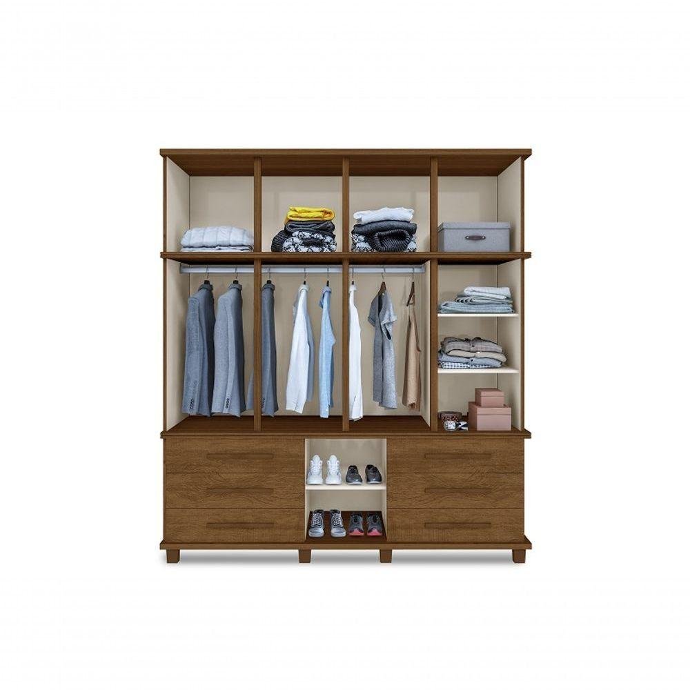 Guarda Roupa Londres Triplex 4 Portas 6 Gavetas Com Maleiro Luapa Móveis | MadeiraMadeira