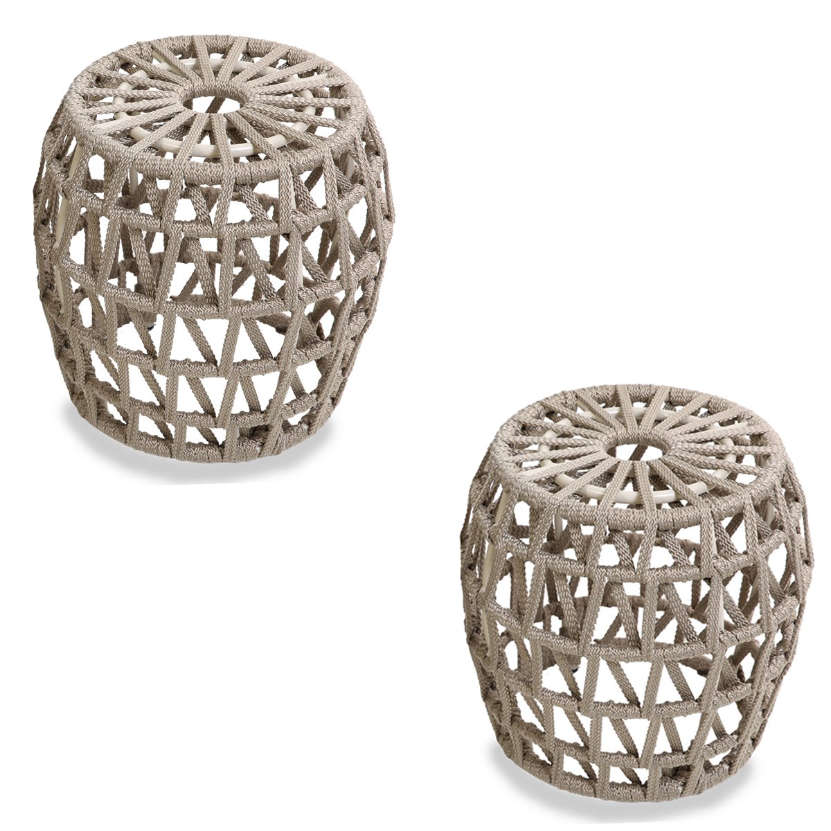 Puff Garden em Corda Náutica Varanda Jardim Bege | MadeiraMadeira