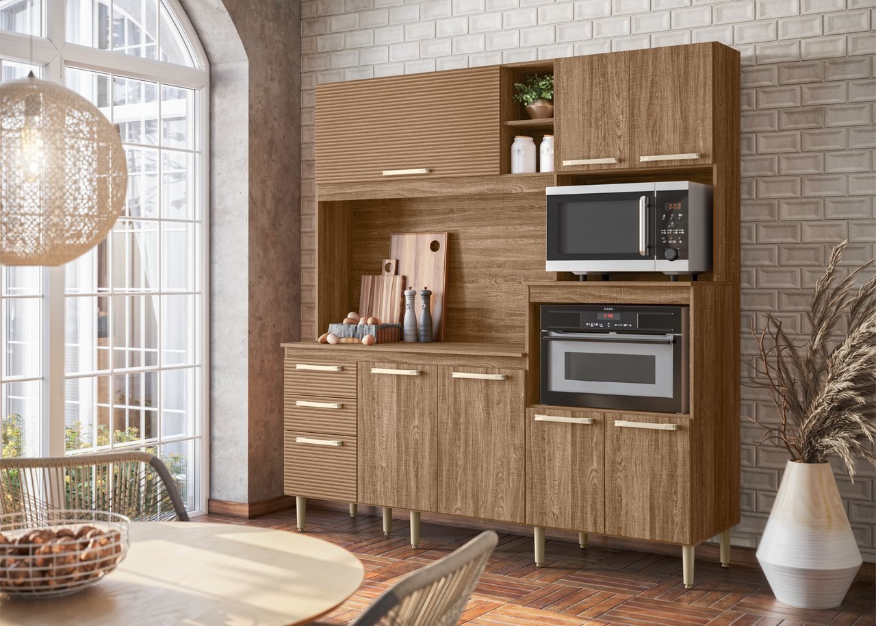 Kit Cozinha 7 Portas Piatã 100% MDF com Tampo - Cozinhas Nicioli ...