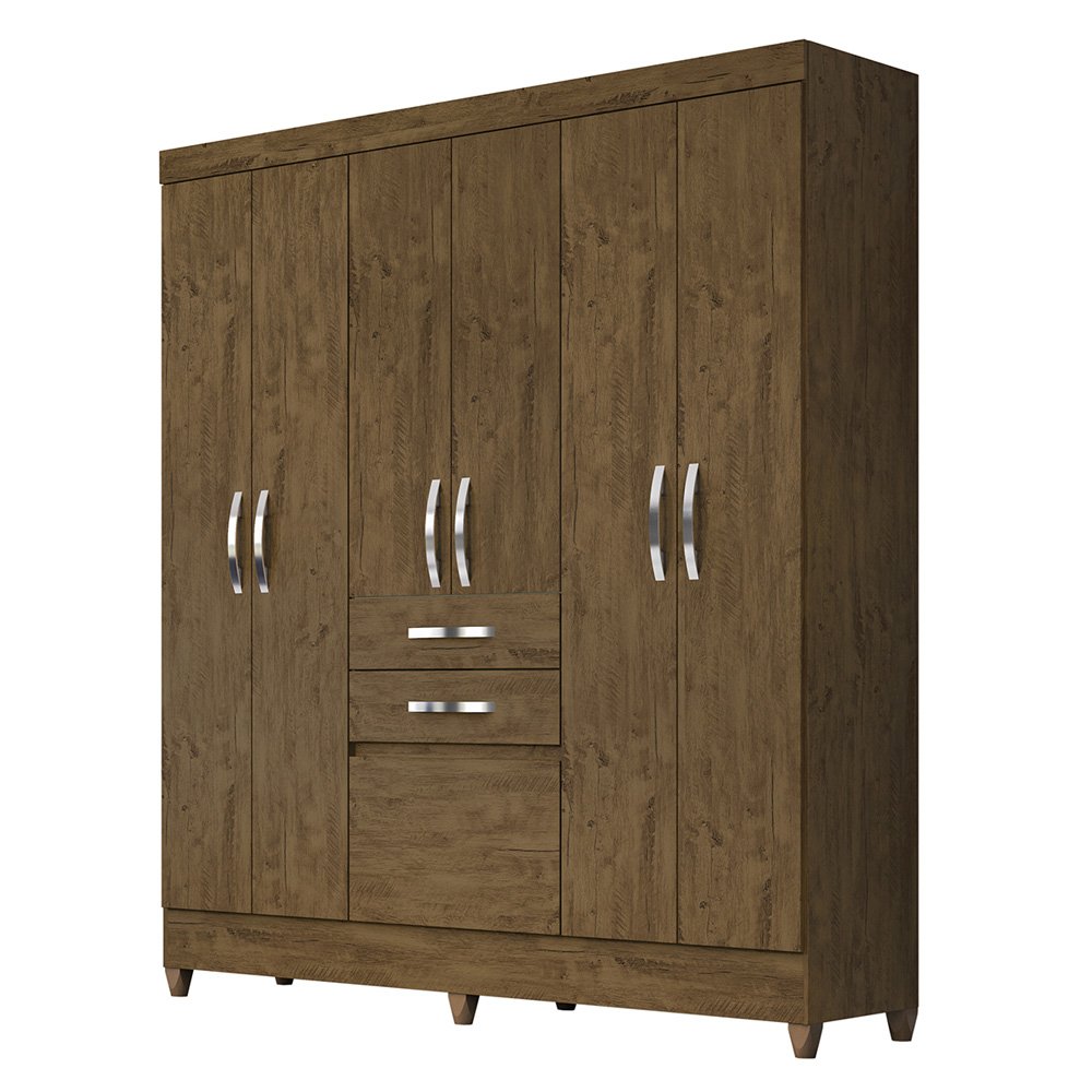 Guarda Roupas de Casal 7 Portas 2 Gavetas New Mafra Moval:Castanho Wood ...