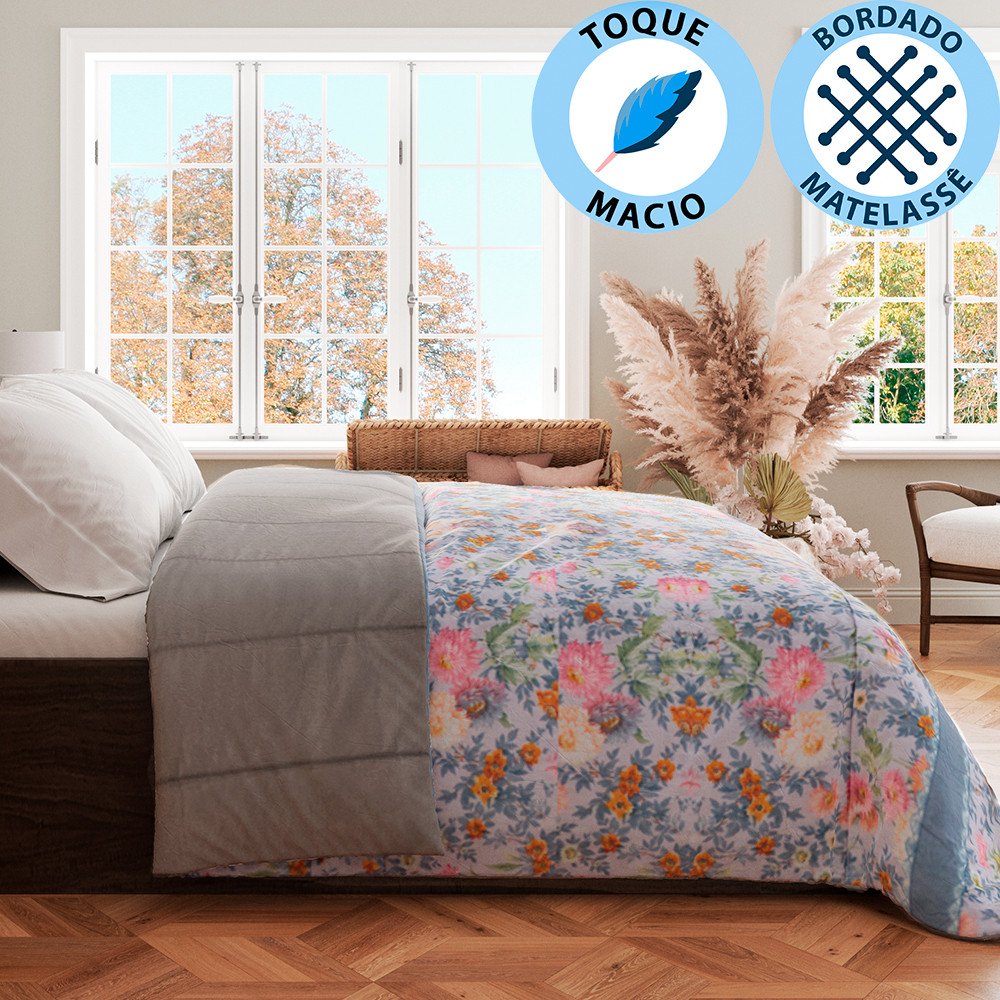 Edredom Queen Dupla Face Aveludado Coberdrom Antialérgico 240x215cm ...