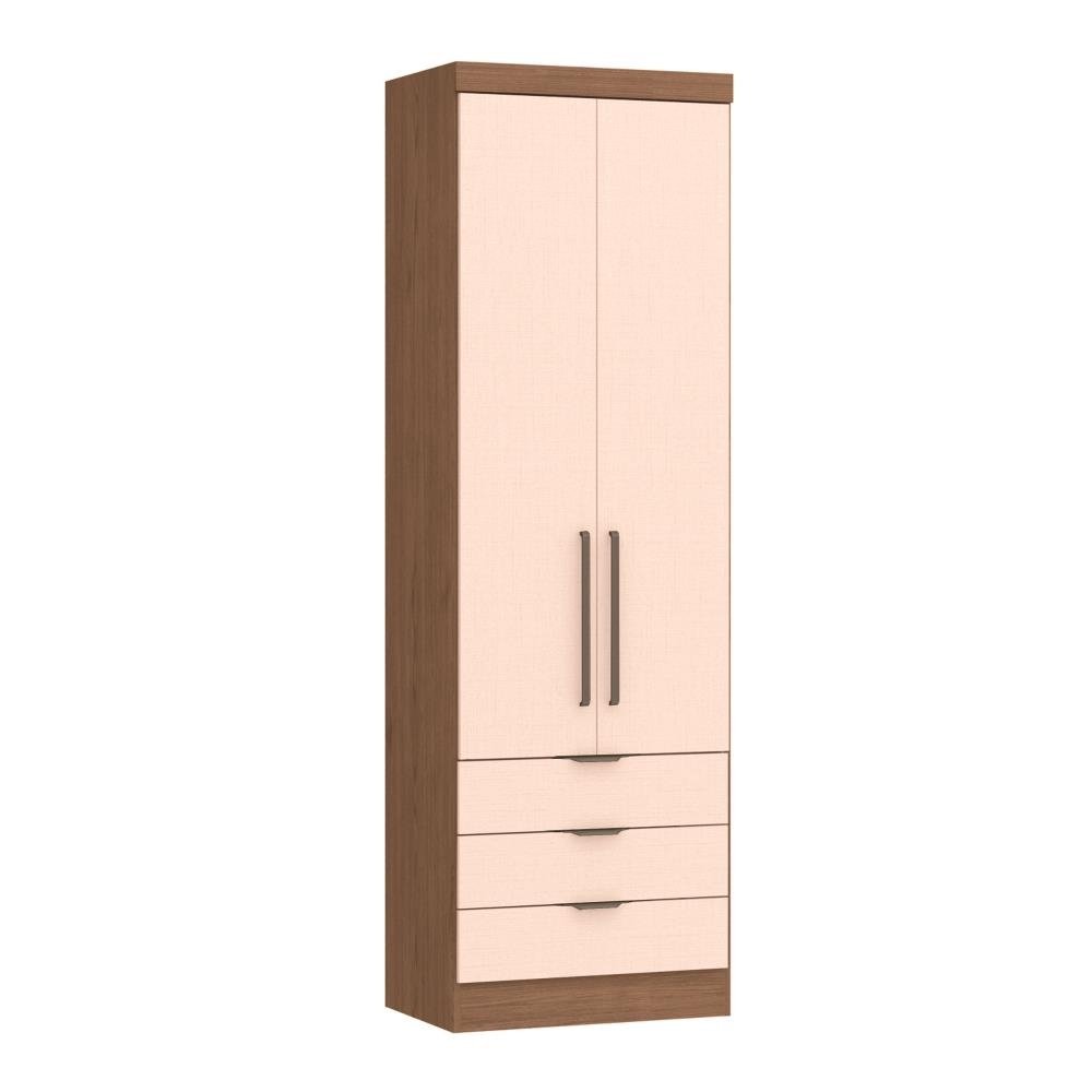 Guarda-Roupa 2 Portas Castro Infinity 3821A 3 Gavetas Macadâmia/Blush ...