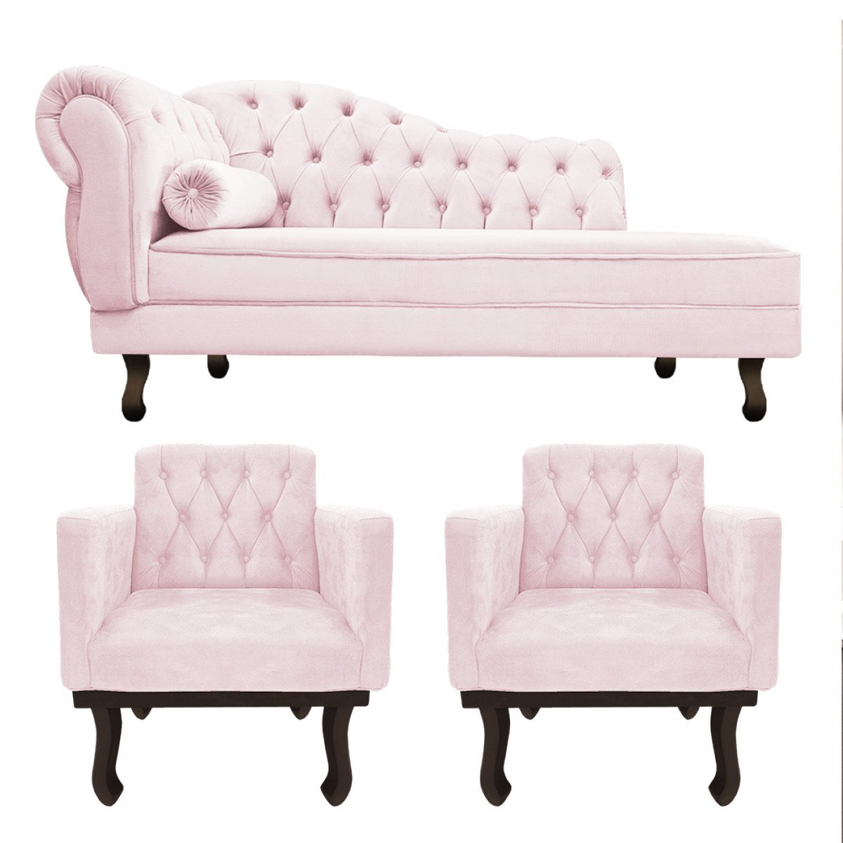 Kit Diva Recamier Diana 185cm Lado Direito e 02 Poltronas Classic ...