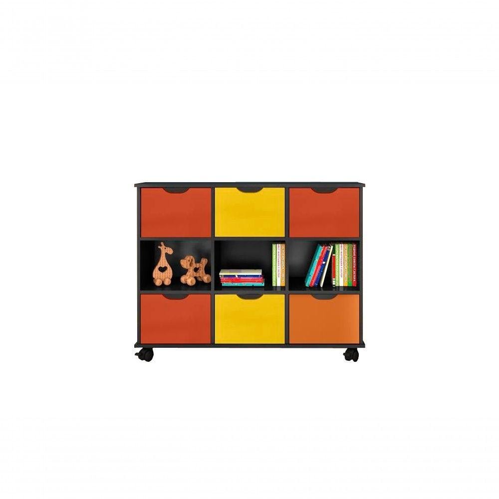 Nicho Organizador Preto com 6 Gavetas Coloridas - Qmovi | MadeiraMadeira