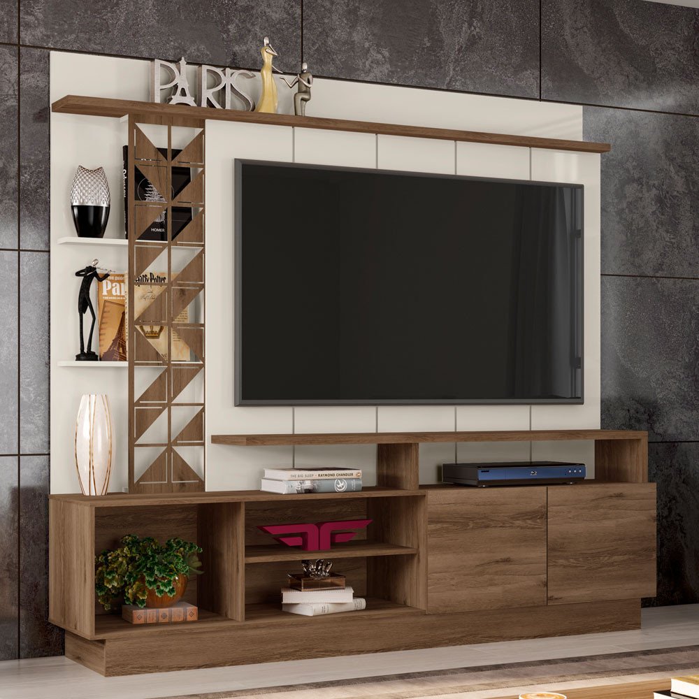 Home Theater Para TV até 65 Polegadas Vivaz Frade Movelaria Canela Com Off White | MadeiraMadeira