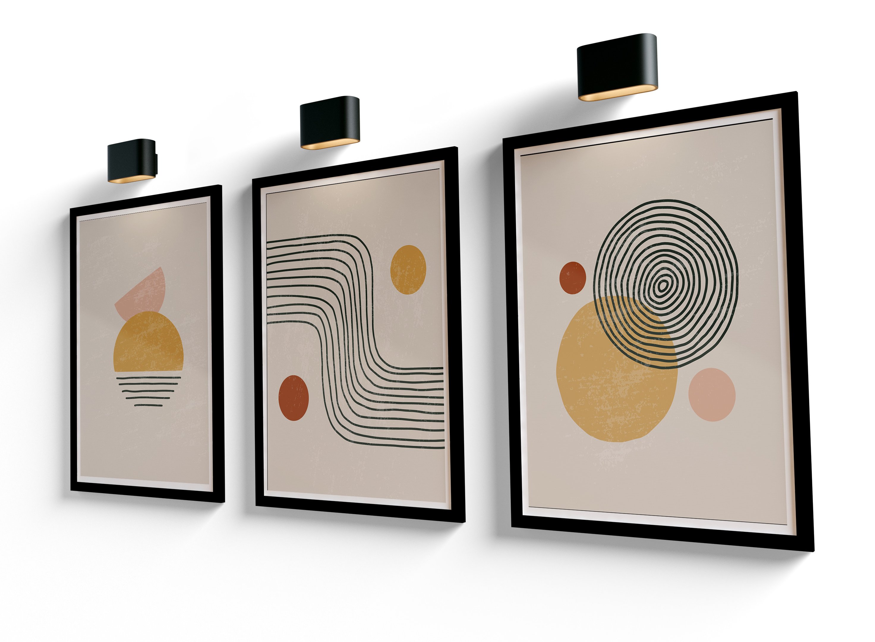 Kit 03 Quadros de Paisagens Sol - 40x60 - Sala -quarto com Moldura ...