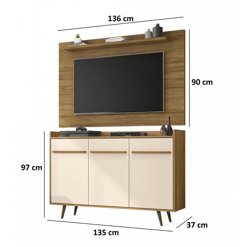 Buffet Quartzo Com Painel Kenzo Off White Com Cinamomo | MadeiraMadeira
