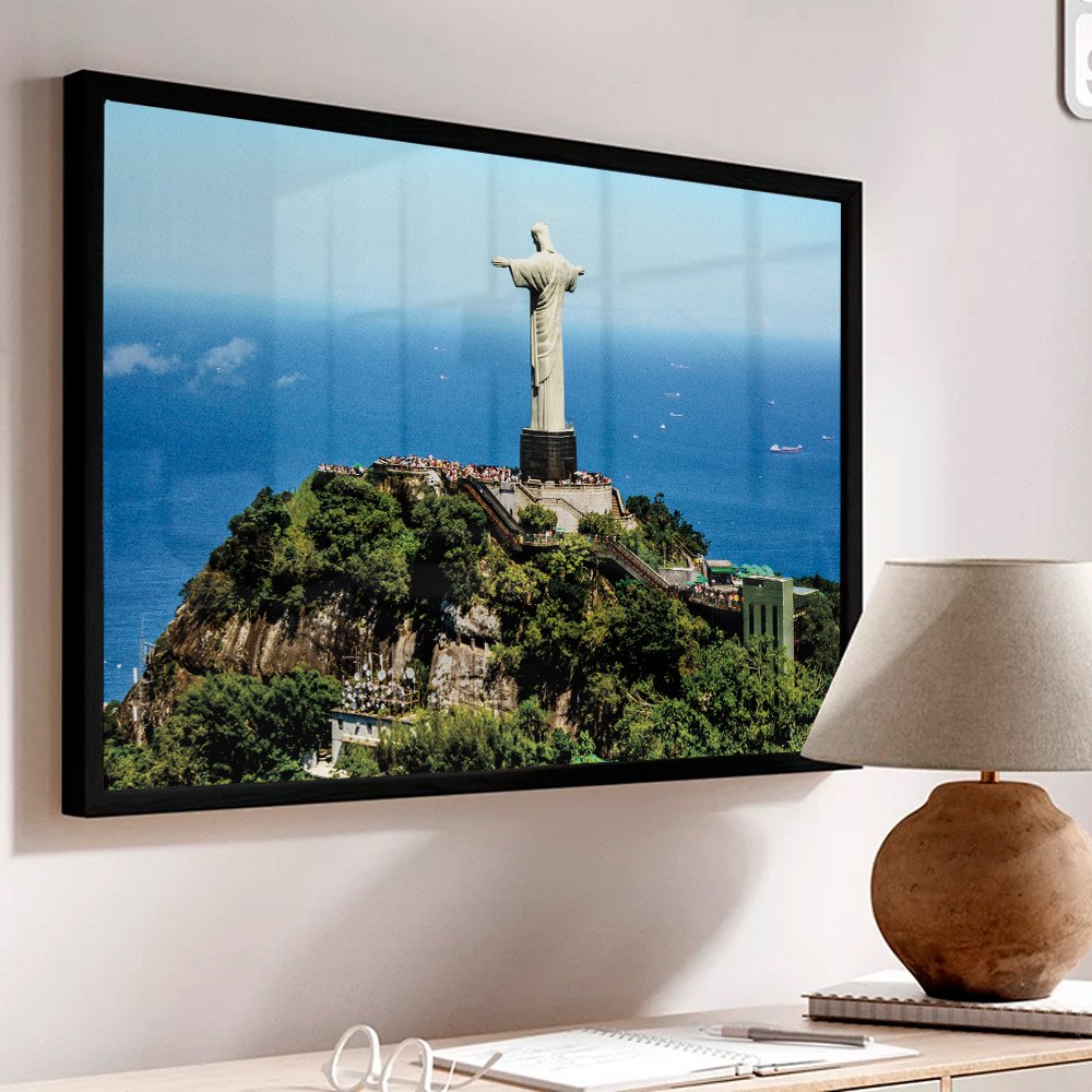 Quadro Decorativo Caixa Cidade Rio de Janeiro - Cristo Redentor Tacolado Moldura Caixa 3cm ...