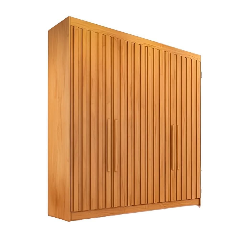 Guarda Roupa Casal 4 Portas 3 Gavetas Potente Ripado Peroba ...