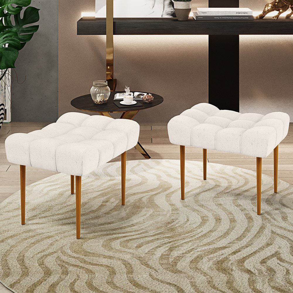 Puff Decorativo Para Sala De Estar Requinte L02 Linho Cru - Lyam Decor ...