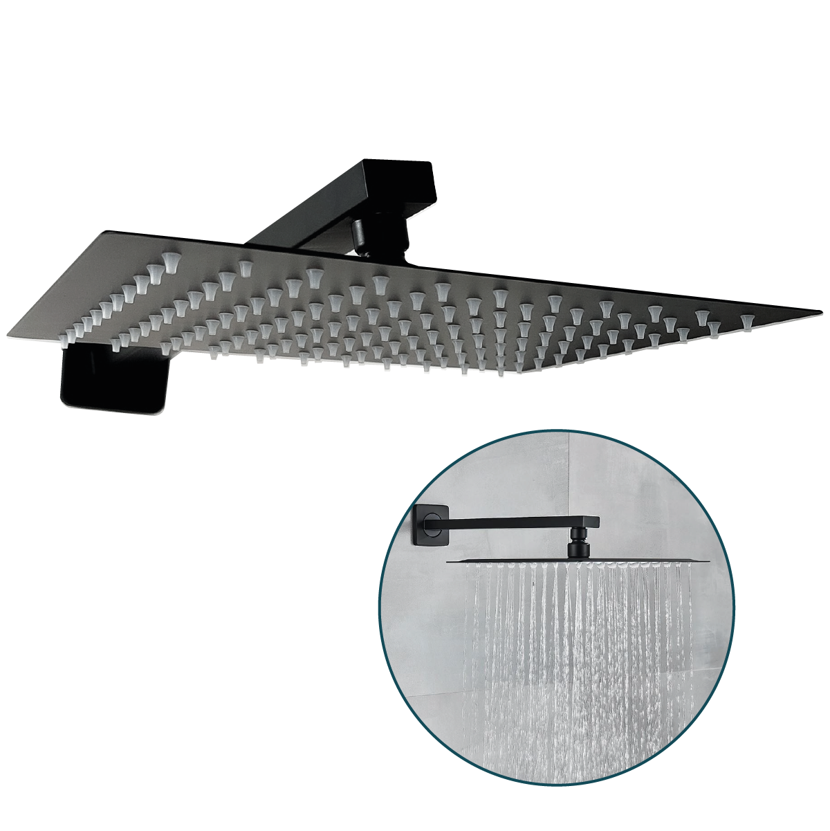 Chuveiro Inox Preto Fosco De Banheiro Moderno Quadrado 20x20 ...